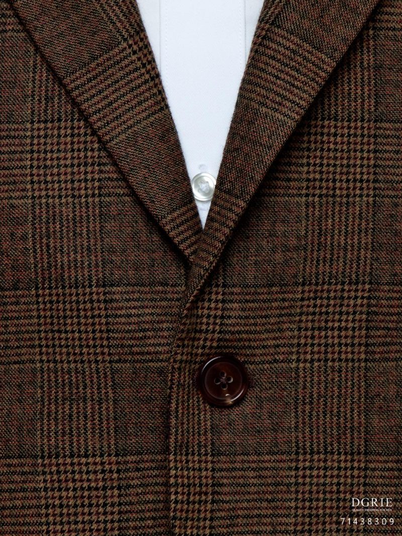 เสื้อสูท ชุดสูท Prince of Wales Flannel Dark Brown Blazer - DGRIE