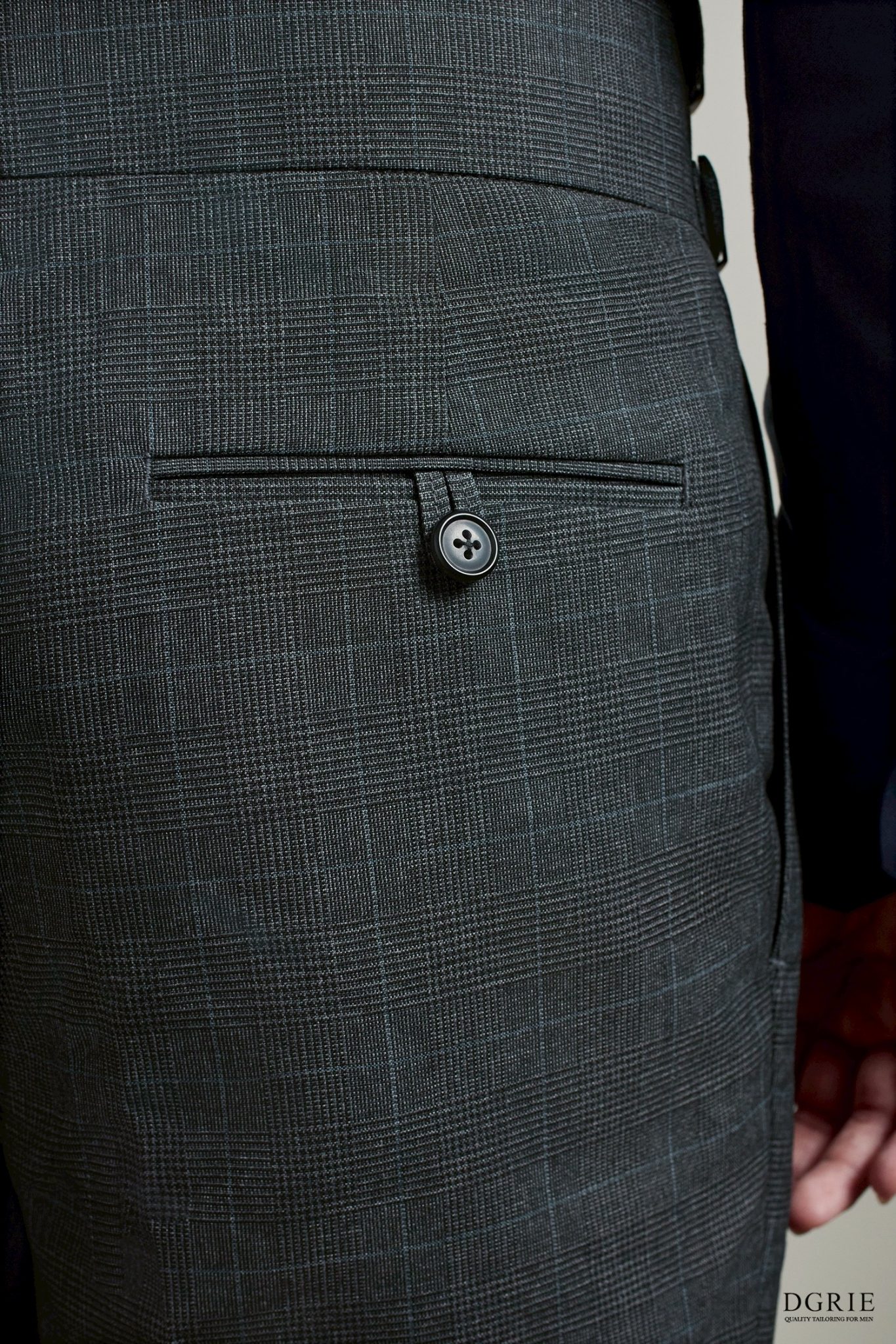 กางเกง Check Dark Grey Classic Twin Belts Side Adjuster Wool Pants - DGRIE